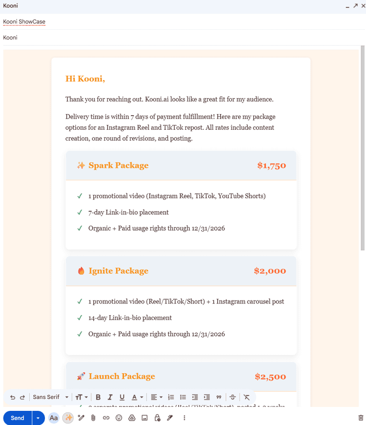 Kooni AI - Instantly Polished Emails